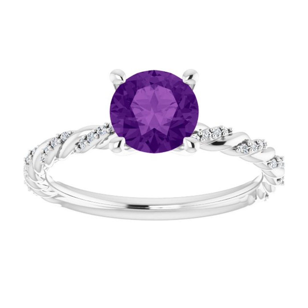 Infinity Amethyst Ring 14k White Gold, Braided Amethyst Engagement Ring ...