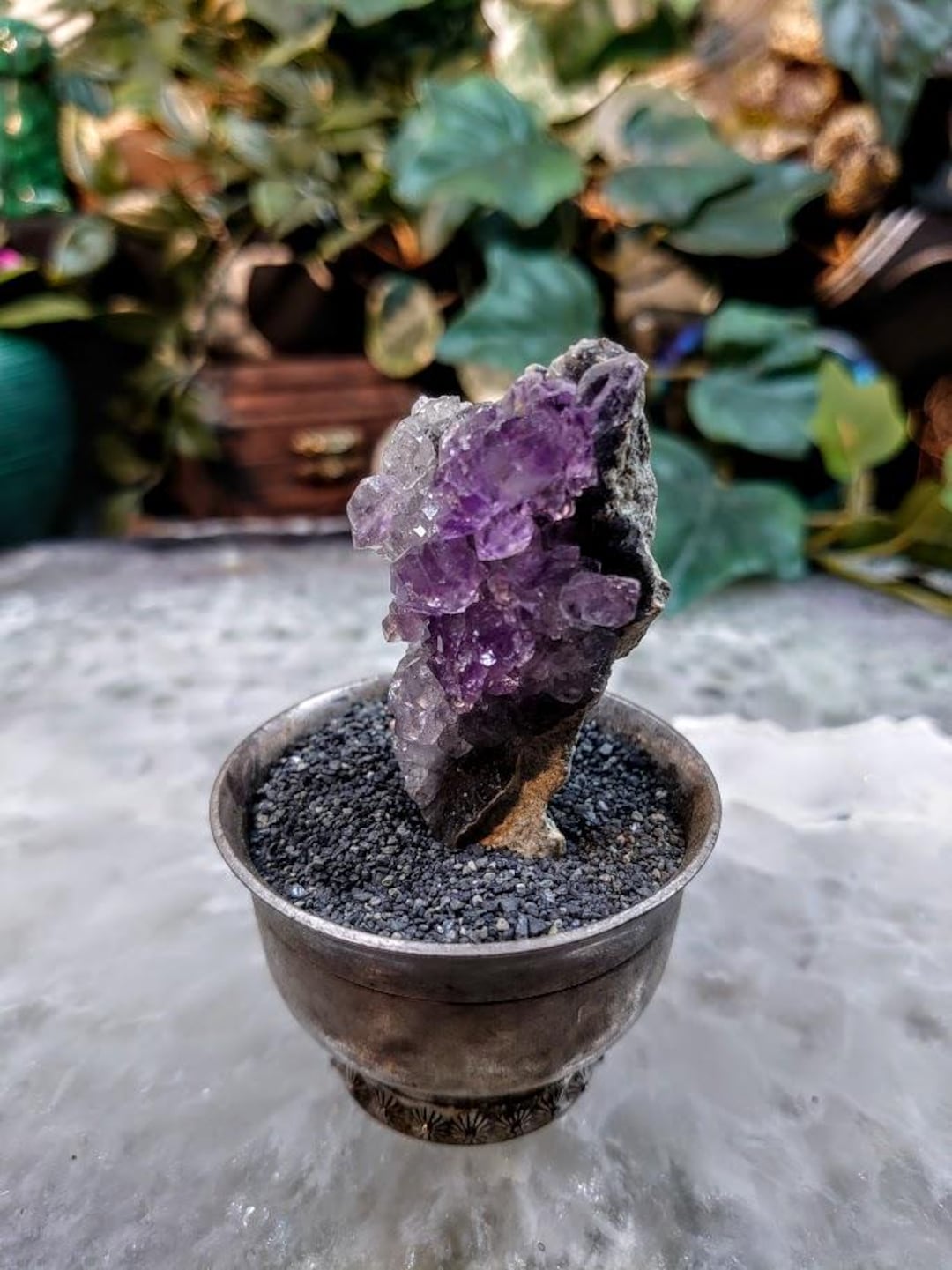 Amethyst Cluster on Matrix From Karur, India for Meditation / 32.85g ...