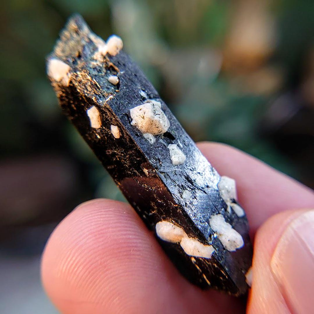 1.75" Glossy Black Aegirine Crystal Rod With Feldspar From Malawi ...