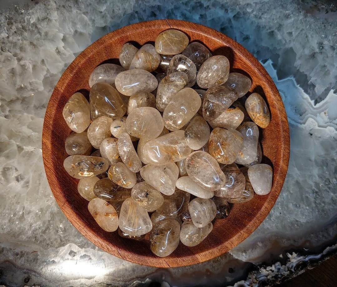 Rutilated Clear Quartz Tumbled Stone From Brazil / Polished Pebbles ...