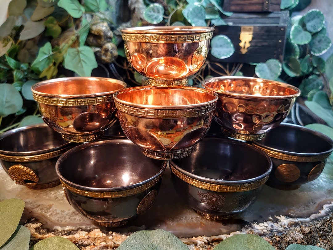 Decorative Copper Bowls With Copper Finish From India With Black Sand ...