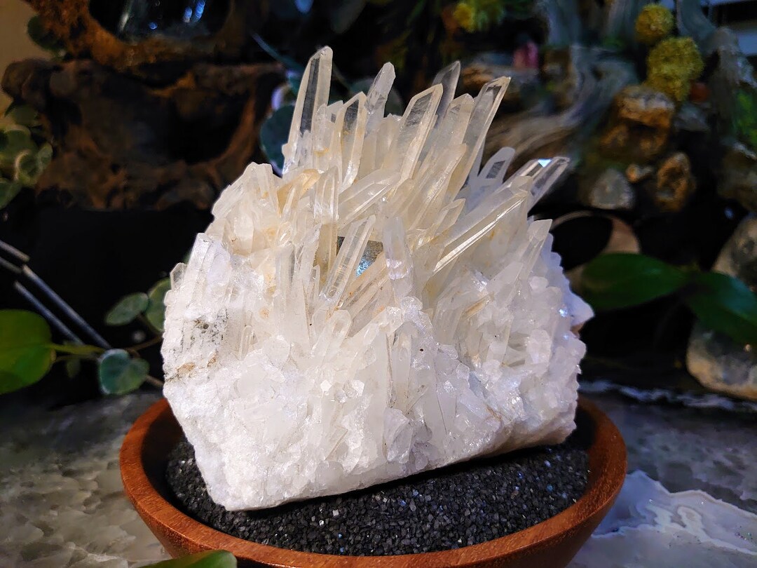 1,426g Aesthetic Needle Quartz Cluster With a Pyrite Cube Inclusion ...