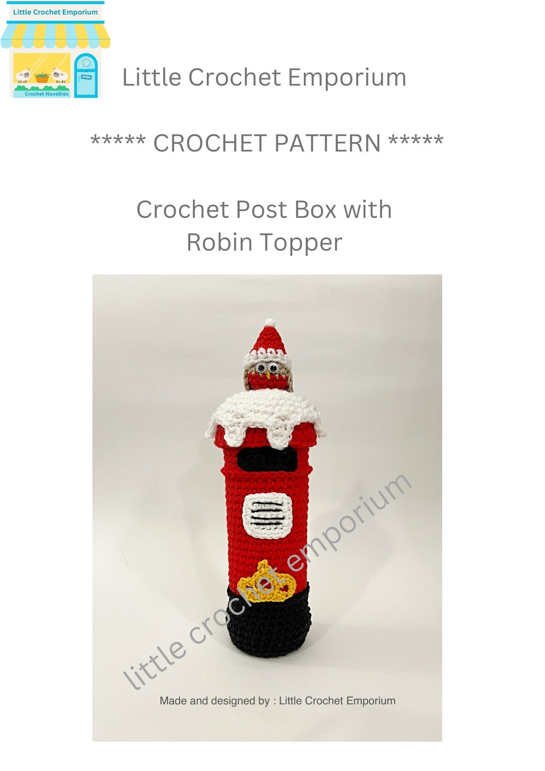 PATTERN ONLY Crochet Post Box and Robin Topper - Etsy UK