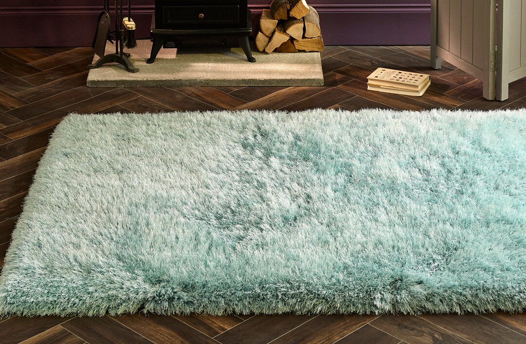 Extravagance Haze Blue Shaggy Rug - Etsy UK