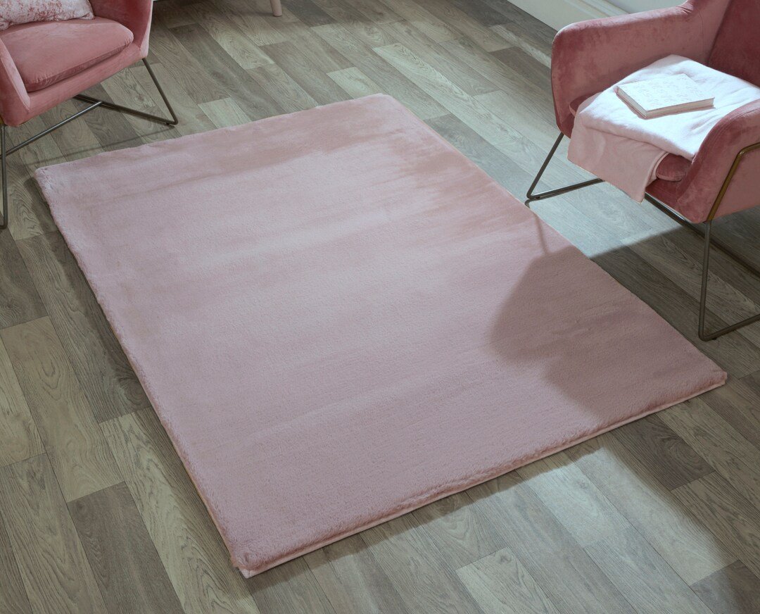 Luxe Faux Plain Rug Blush Pink - Etsy