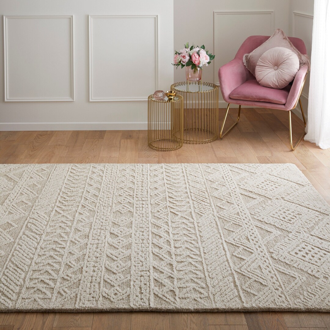 Contemporary Cream Wool Rug Hampton Provence - Etsy UK