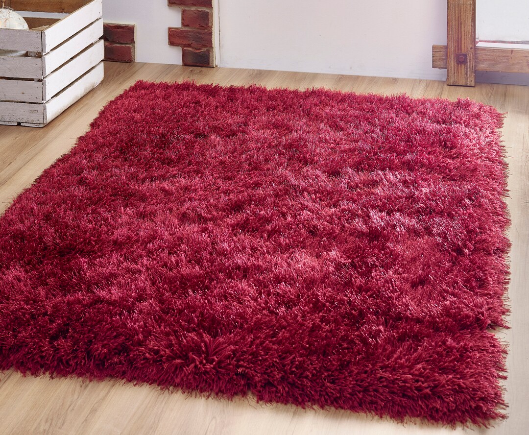 Extravagance Wine Shaggy Rug - Etsy UK