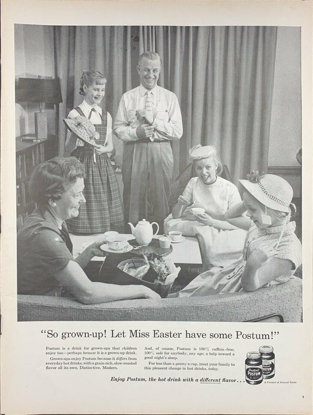 Vintage 1957 Let Miss Easter Have Postum Hot Drink Print Ad ...