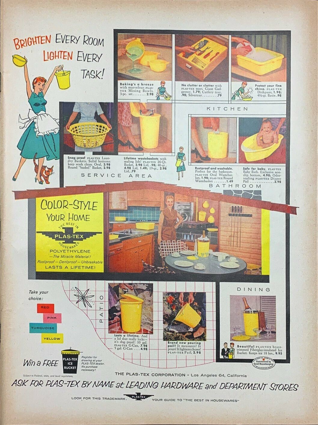 Vintage 1957 Plas-tex Yellow Plastic Housewares Print Ad Advertisement ...