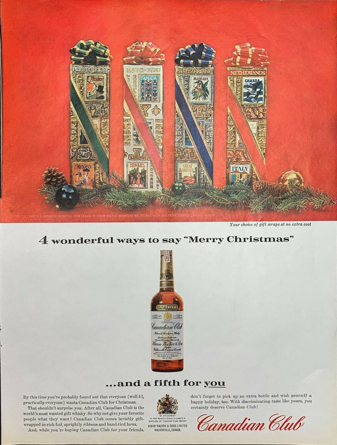 Vintage 1963 Canadian Club Print Ad Christmas Ad Bottles Gift - Etsy UK