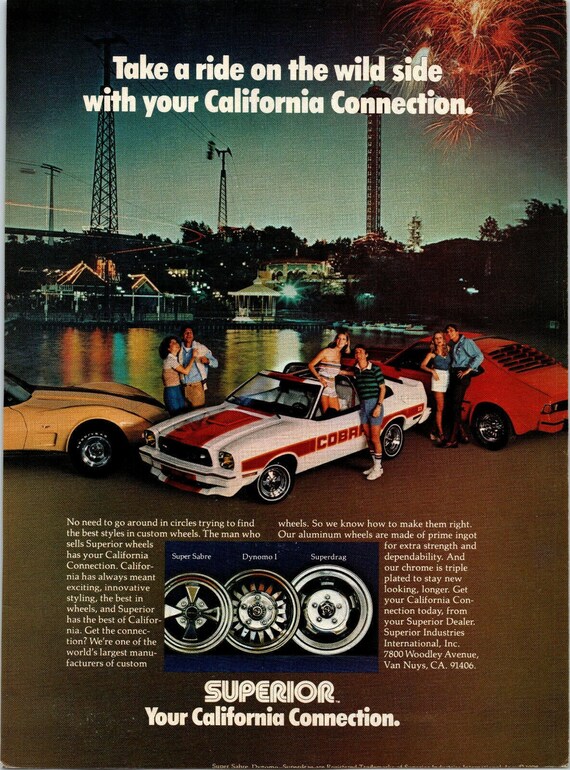 Vintage 1978 Superior Wheels Mustang Cobra Print AD | Etsy