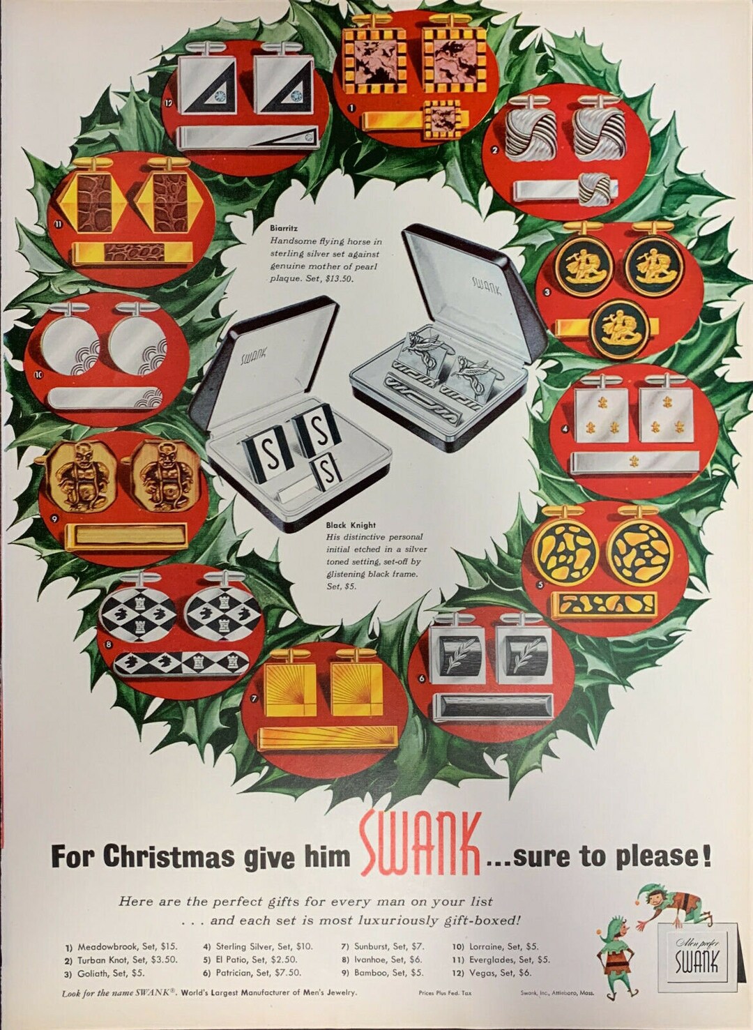 Vintage 1955 Swank for Men Luxuriously Gift-boxed Print Ad ...