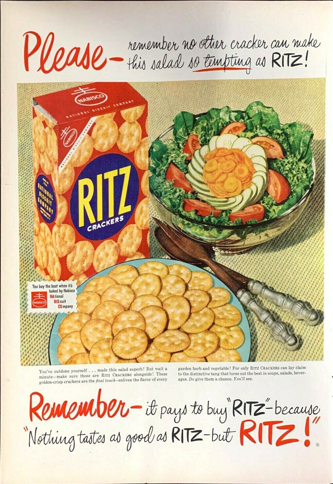Vintage 1952 Ritz Crackers Box Print Ad Advertisement - Etsy