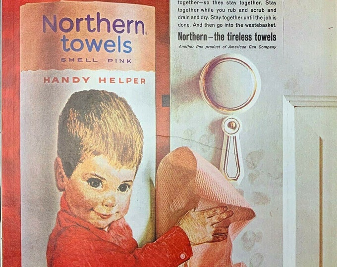 Vintage 1962 Shell Pink Northern Paper Towels Print Ad Advertisement ...