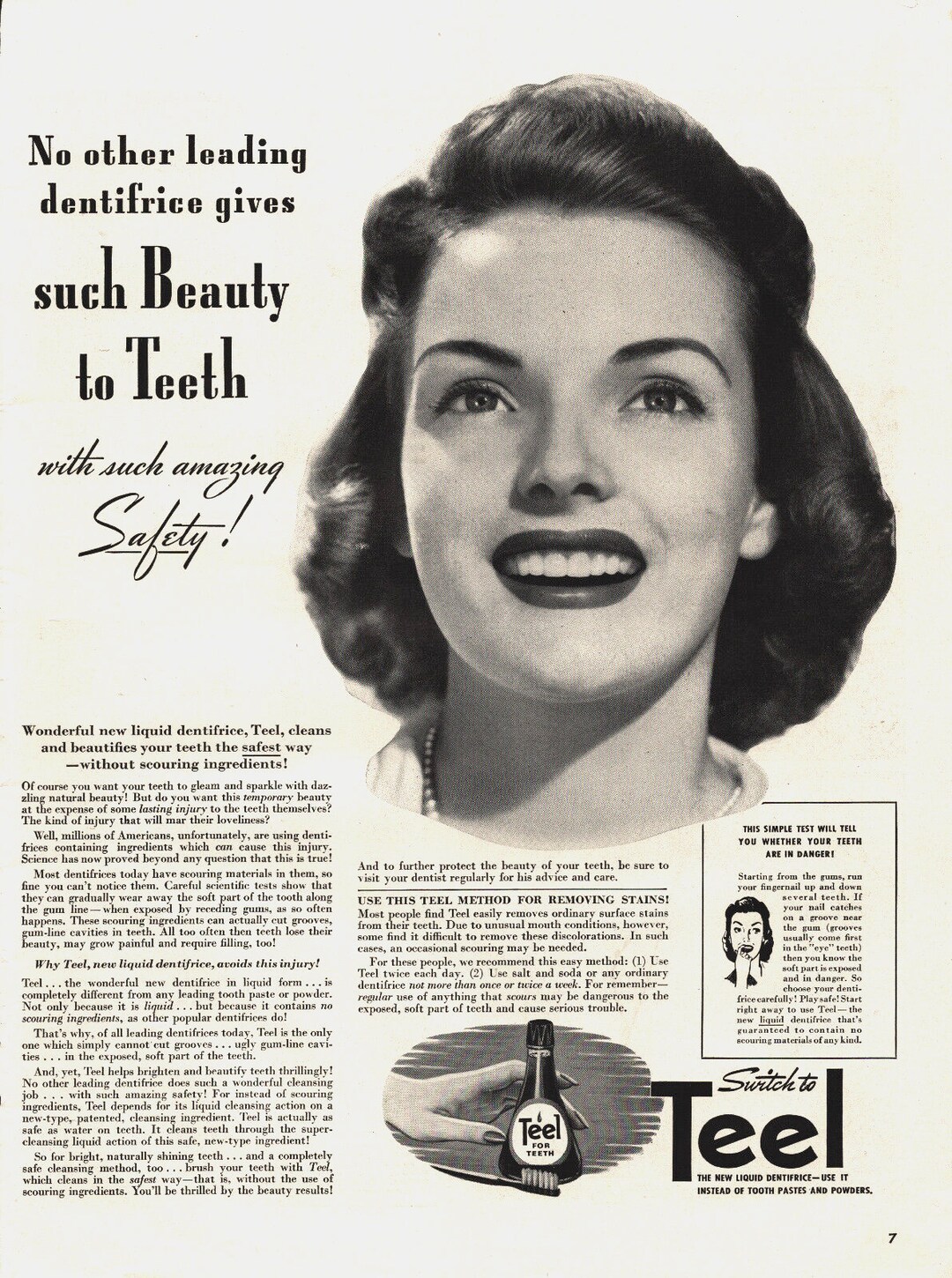 Vintage 1942 Teel New Dentrifice Liquid Cleans Teeth Print ...