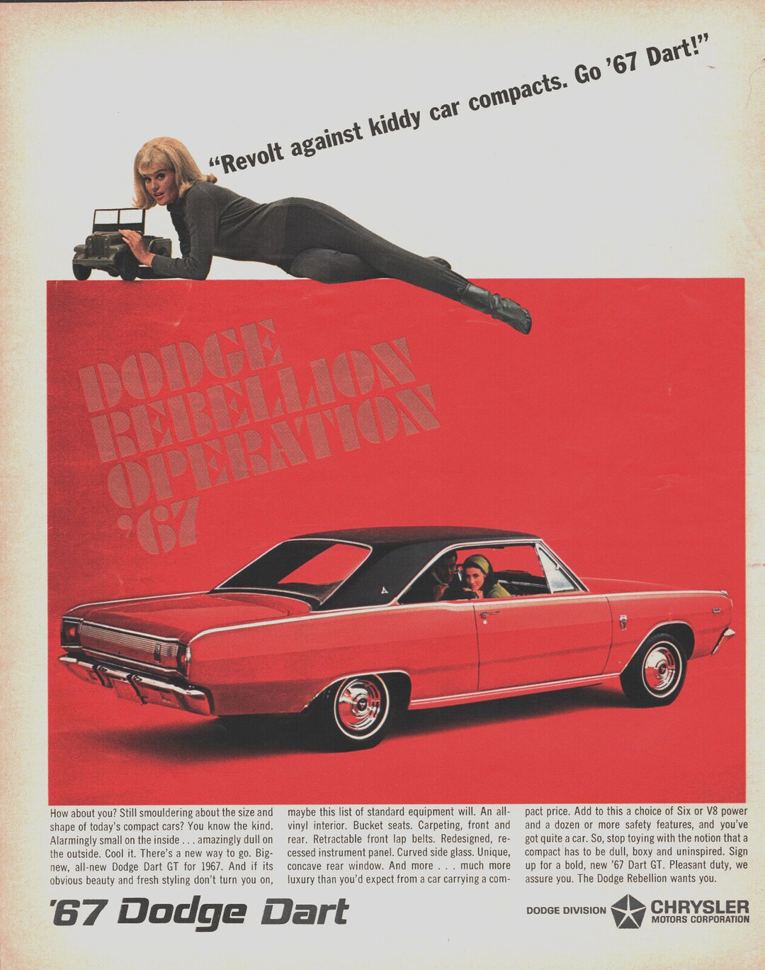 Vintage 1967 Dodge Dart Dodge Rebellion Operation '67 Print ...