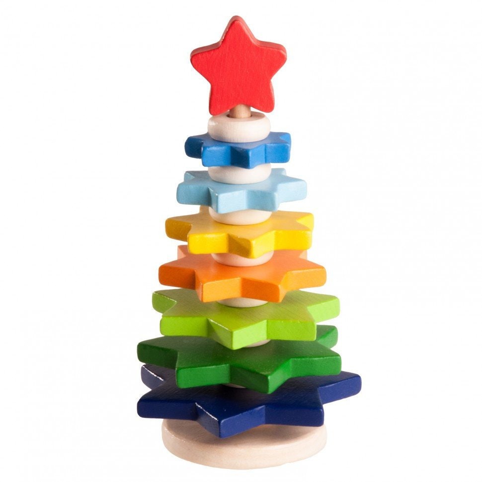 Waldorf Pyramid Christmas Tree Rainbow. Organic Wooden Baby | Etsy