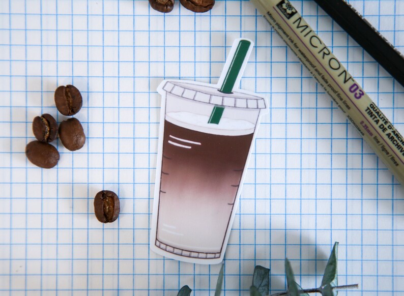 Iced Coffee Sticker / Coffee Stickers / Coffee Lover Sticker / - Etsy