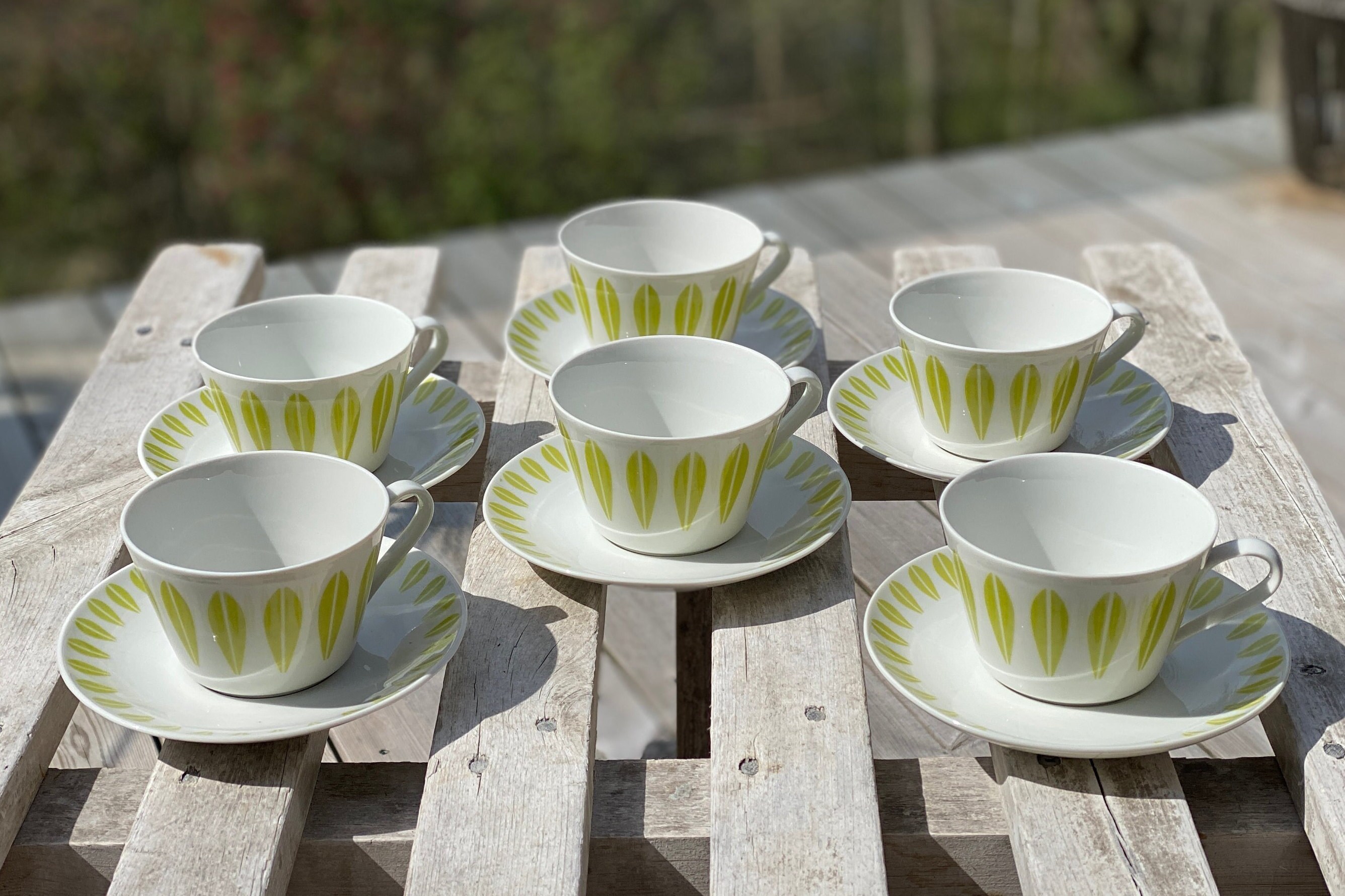 Lime Green LOTUS Porcelain Tea Cup & Saucer by LYNGBY PORCELAIN / Lotus ...