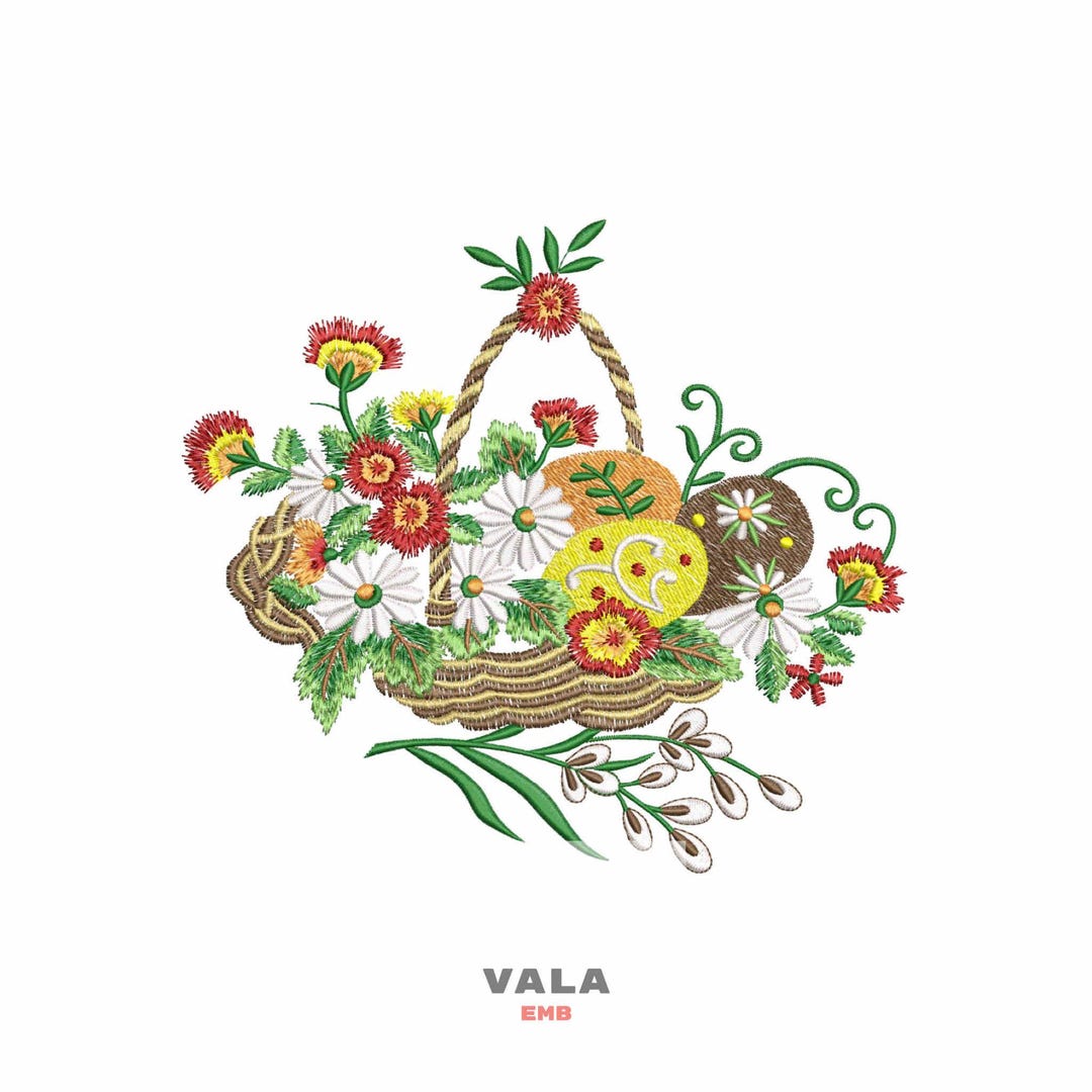 Easter Basket Embroidery Design for Cotton Threads. Machine Embroidery ...