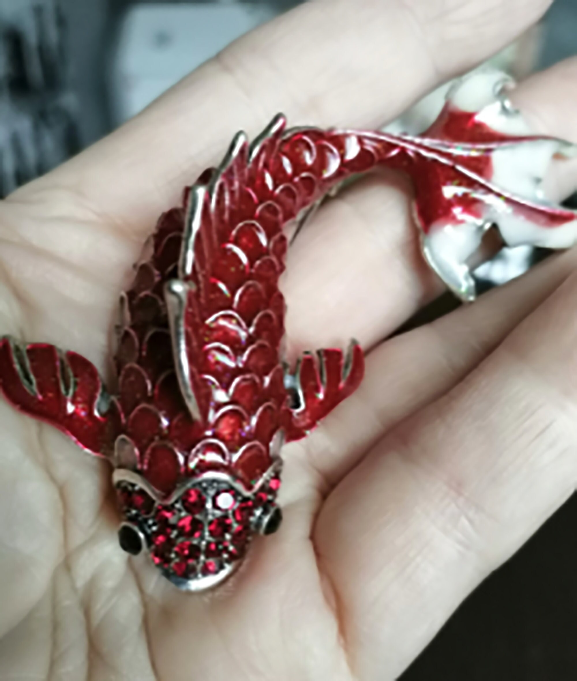 Large Fish Oriental Koi Carp Dark Red Sparkle Rhinestone | Etsy