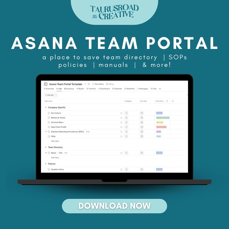 Team Portal - Asana Project Board Template for Asana Project Management ...