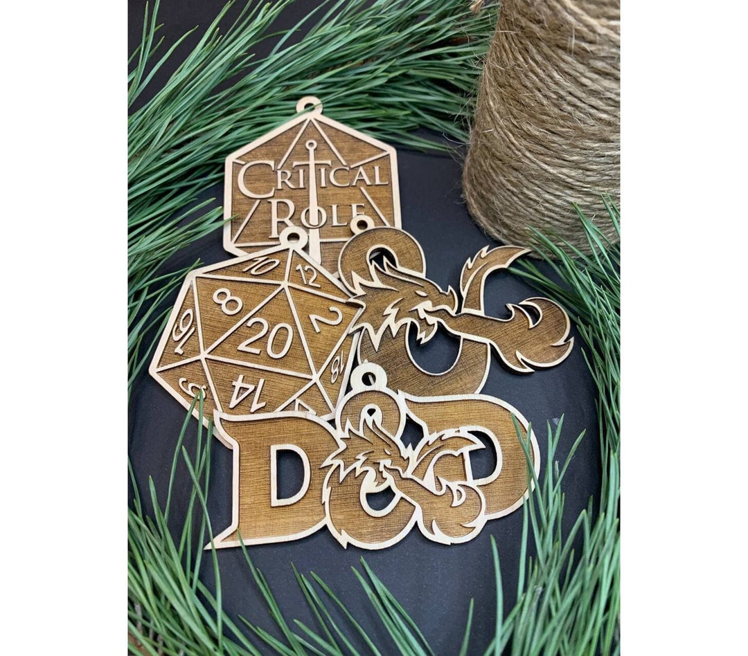 4 Psc Set Dnd Inspired Christmas Ornament | Twenty Sided Dice Christmas ...