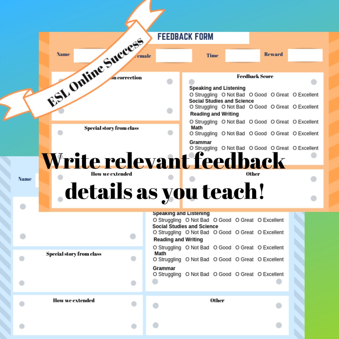 VIPKID Feedback Form With Rating Instant Download Esl - Etsy