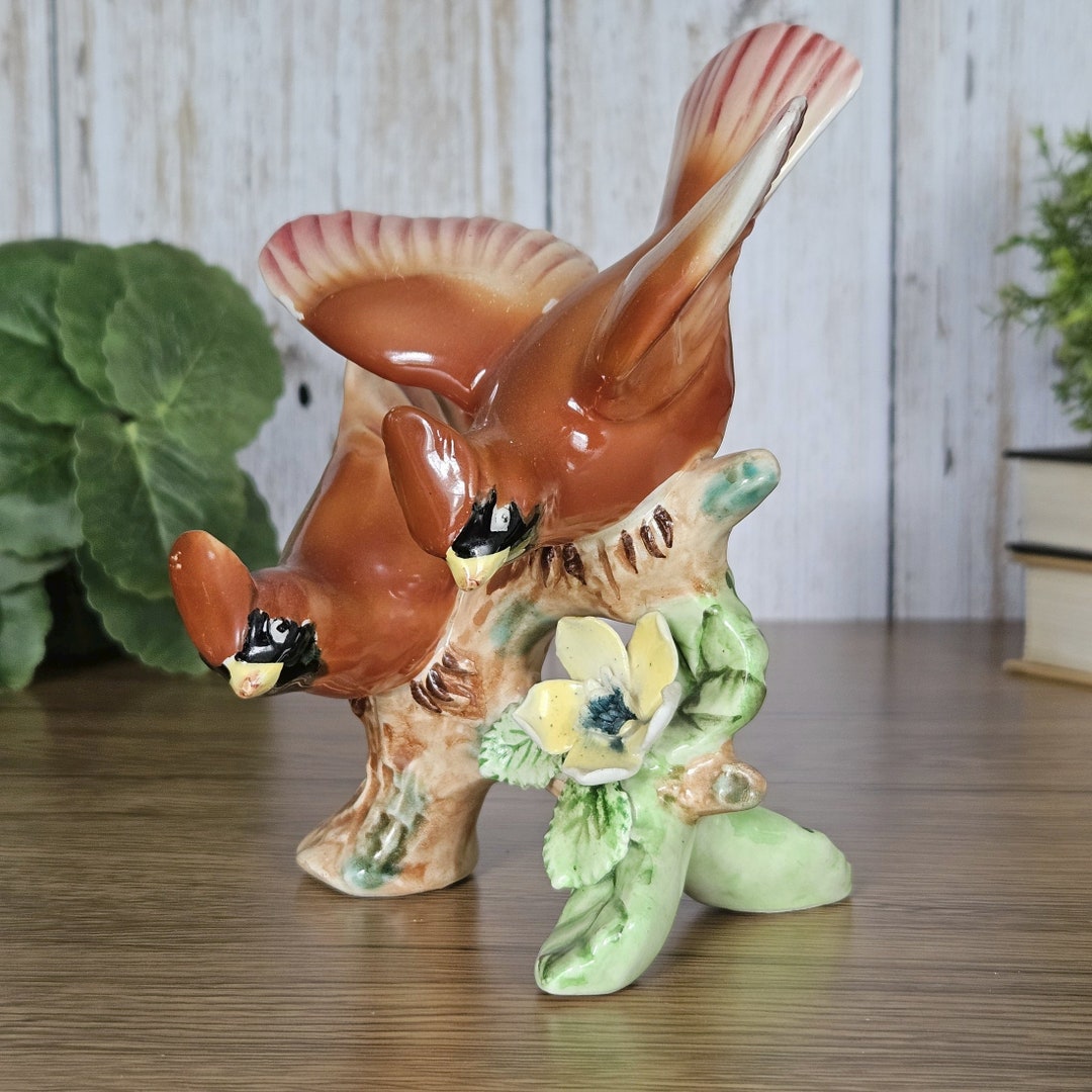 Vintage Cardinal Bird Figurine Gloss Porcelain 50s Muted Red Birds ...