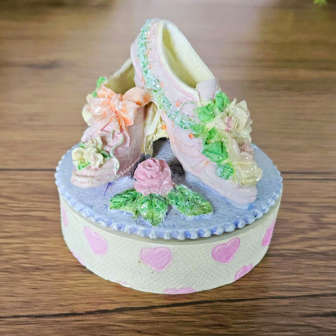 Pastel Shoes Trinket Box Round Glitter Hearts High Heels - Etsy