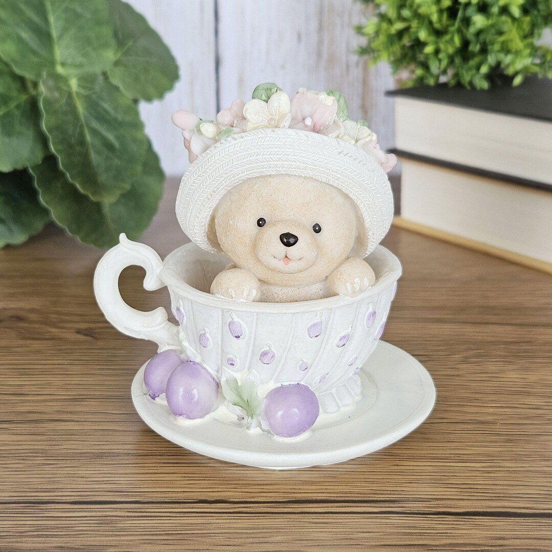Teddy Bear in A Teacup Figurine - Etsy