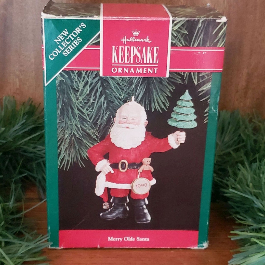 Vintage Santa Holding Christmas Tree Ornament 1990 Hallmark - Etsy