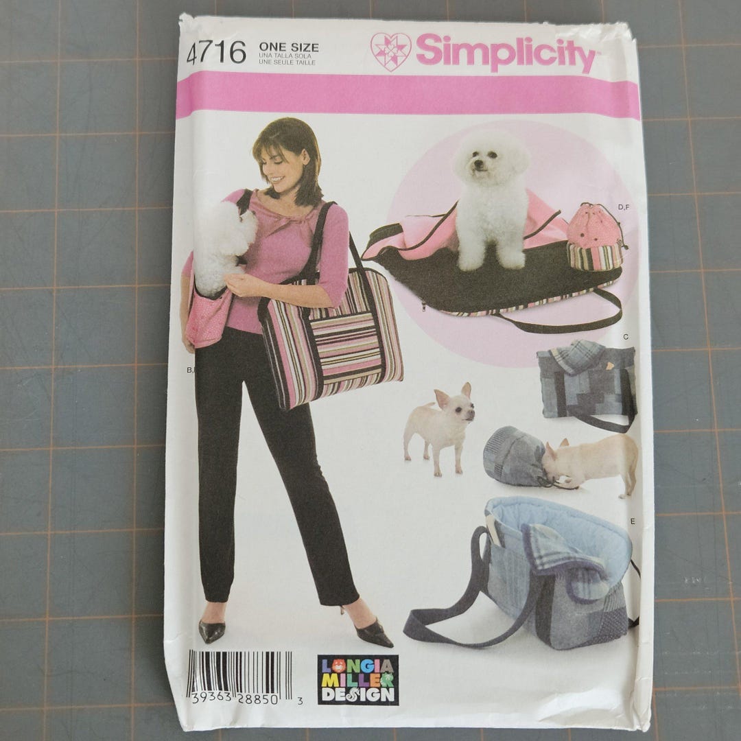 Pet Carrier Sewing Pattern Dog Carry Bed Treat Bag Simplicity 4716 - Etsy