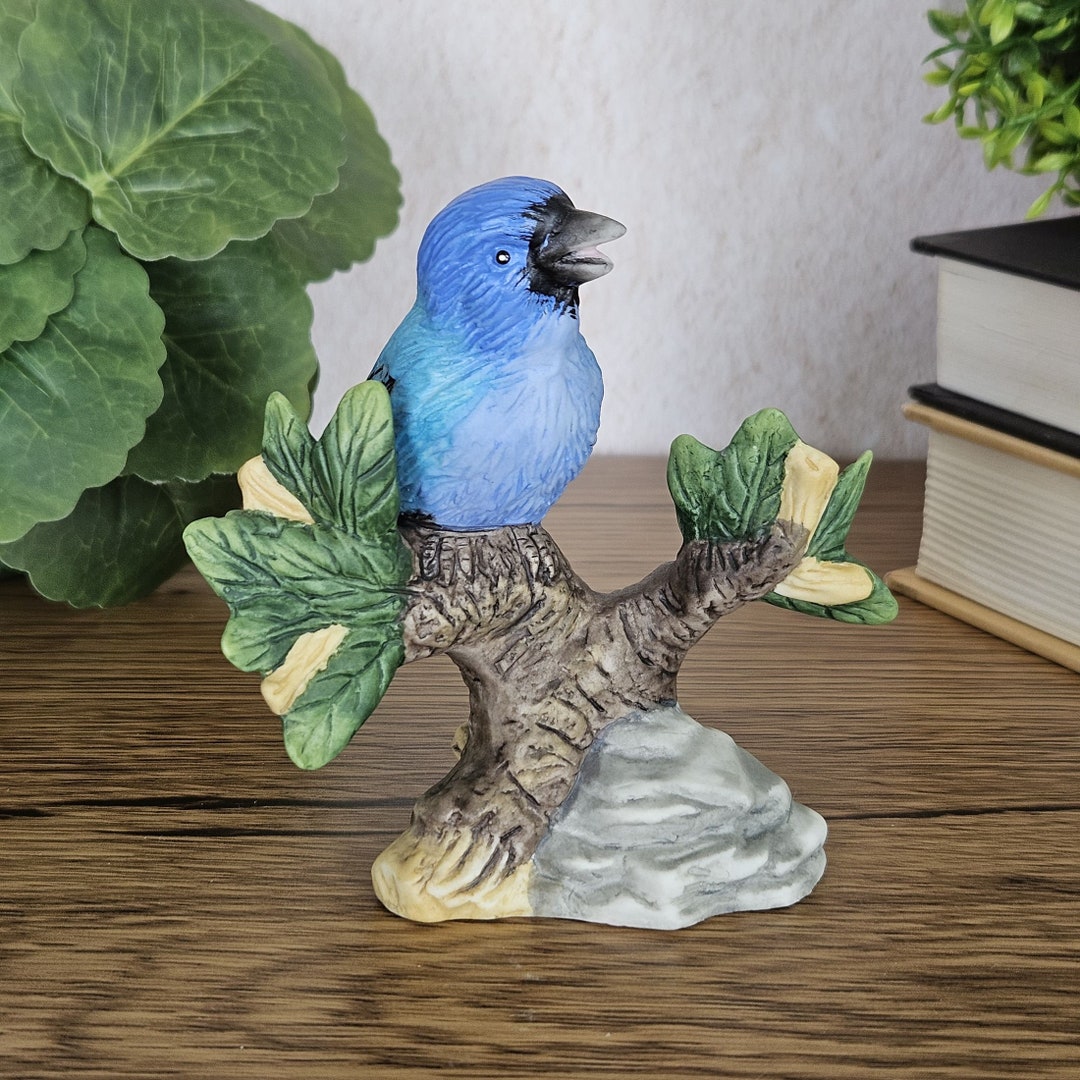 Vintage Blue Bird Indigo Bunting Figurine Porcelain Bird Lovers Gift - Etsy