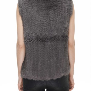 Knit Rabbit Fur Dark Grey Gilet - Etsy