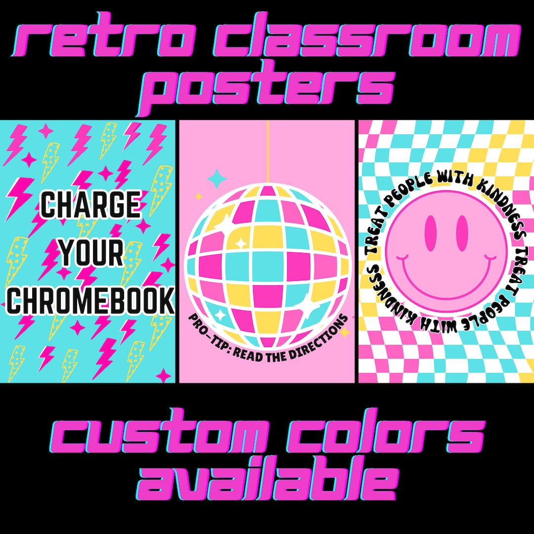 Retro Classroom Posters, Checkered Classroom Decor, Classroom Signs ...