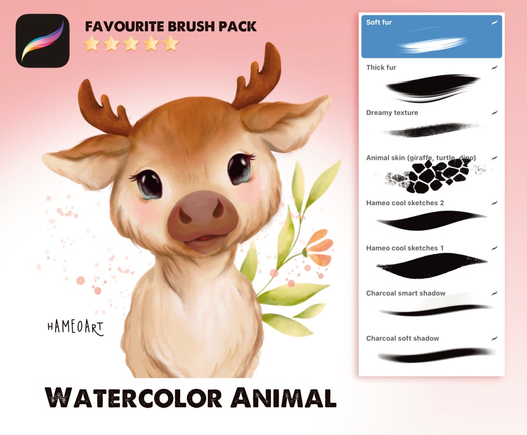 Drawing Watercolor Animal Brush Pack - Procreate Brush Set, Procreate ...