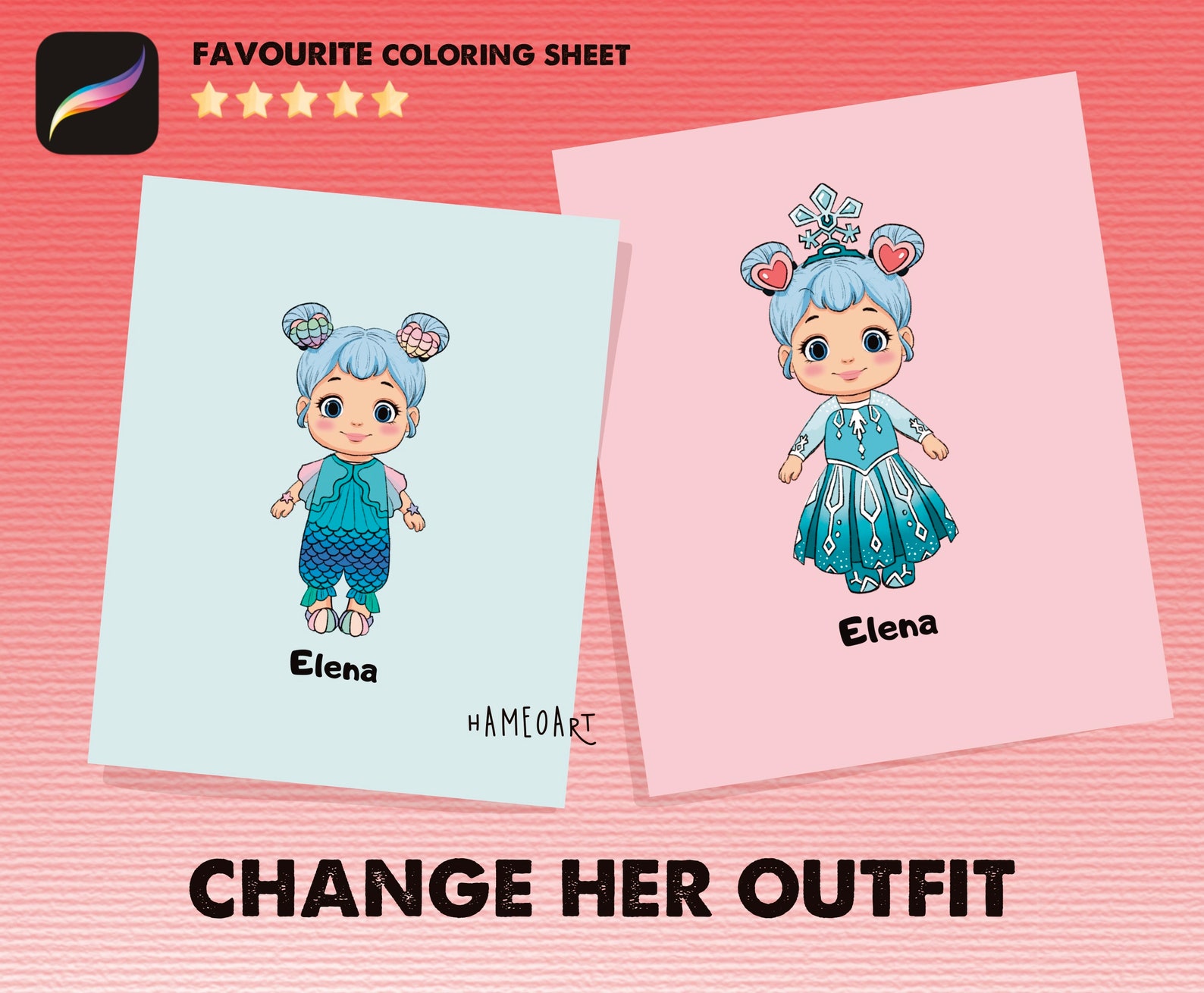 Paper Doll and Coloring Sheet Printable - Elena - PDF Digital Download ...