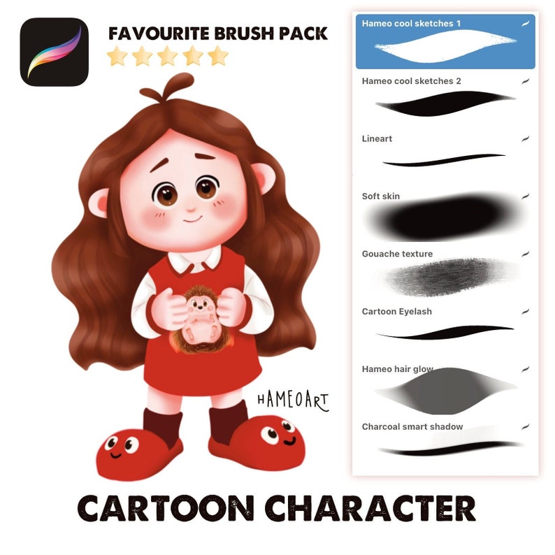 Cartoon Character Brush Pack - Procreate Brush Set, Procreate Brushes ...