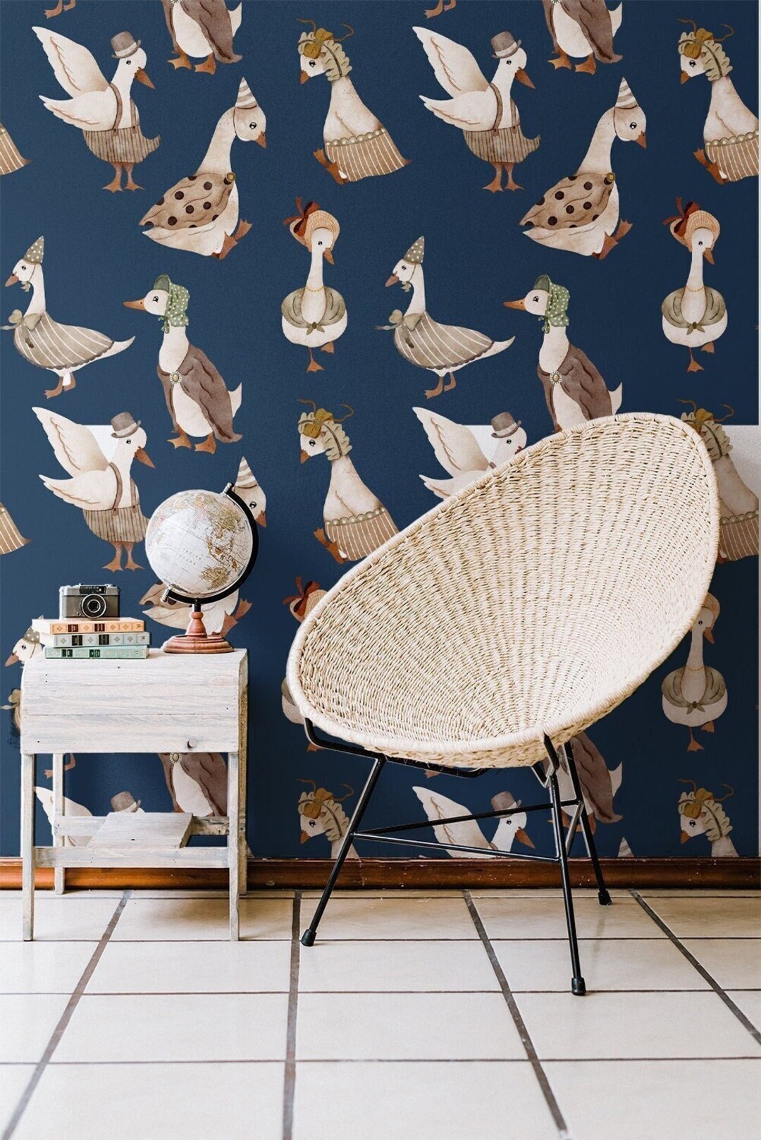 Wallpaper Peel and Stick Vintage Goose Removable Wallpaper - Etsy