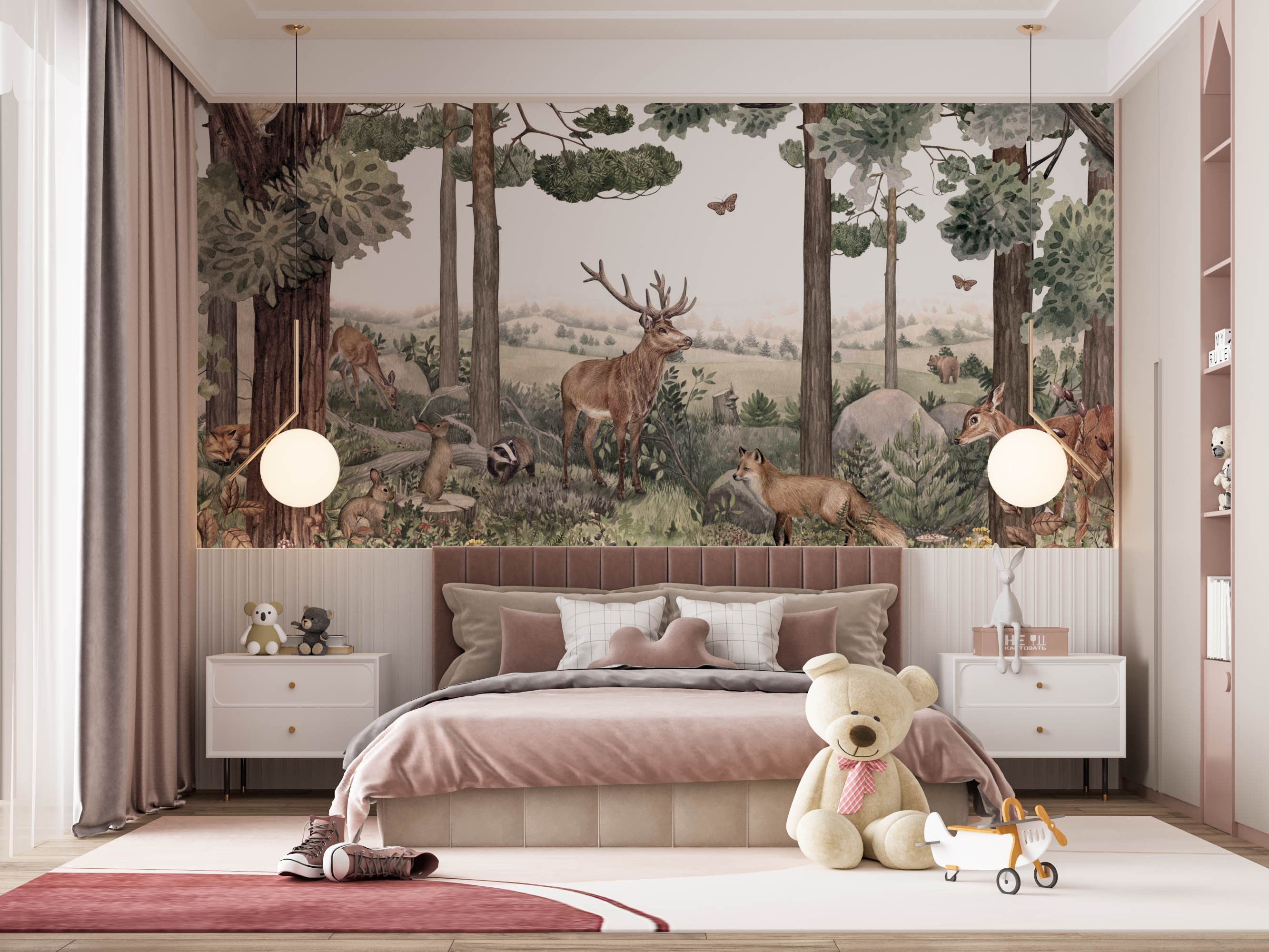 Woodland Wallpaper Magic Forest Mural Nursery Peel and Stick - Etsy UK