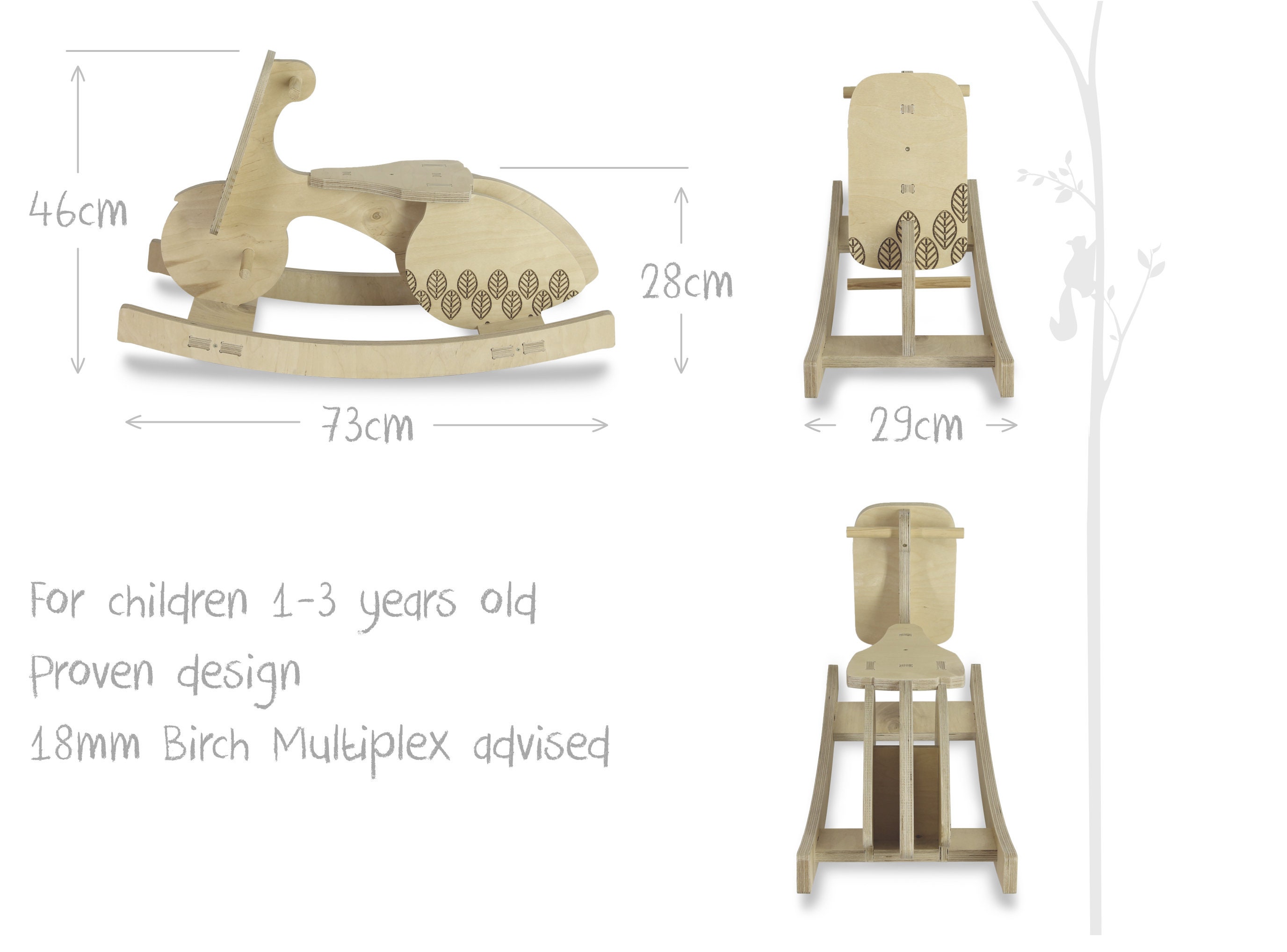 Wooden Rocking Scooter DIY Toy Making Plans and ai, Dxf, Eps, Pdf and ...