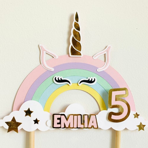 Unicorn Rainbow Cake Topper Unicorn Birthday Decorations Etsy