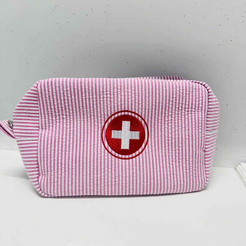 Personalized Seersucker First Aid Bag: Monogrammed Travel Pouch - Etsy