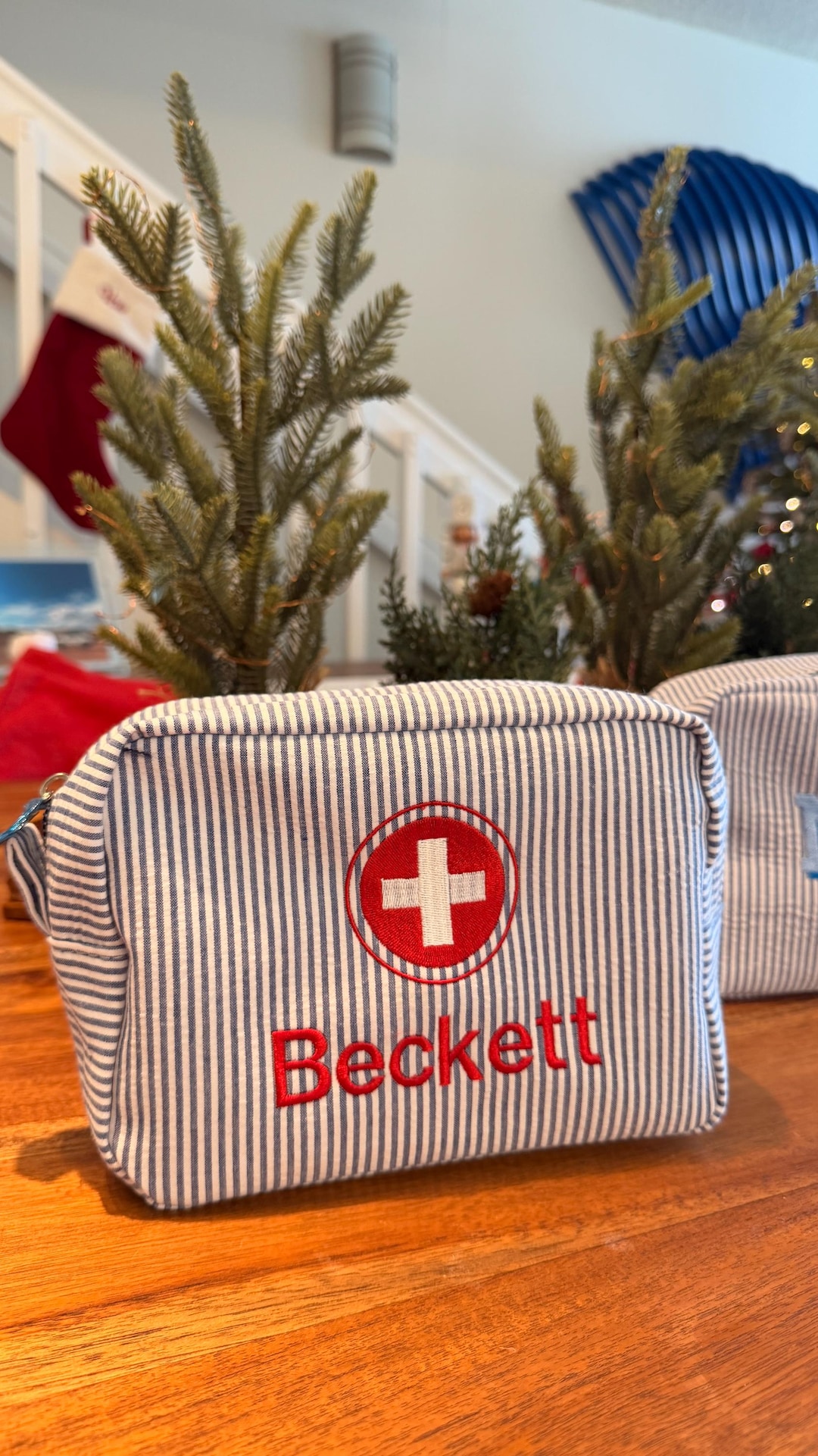Personalized Seersucker First Aid Bag: Monogrammed Travel Pouch - Etsy