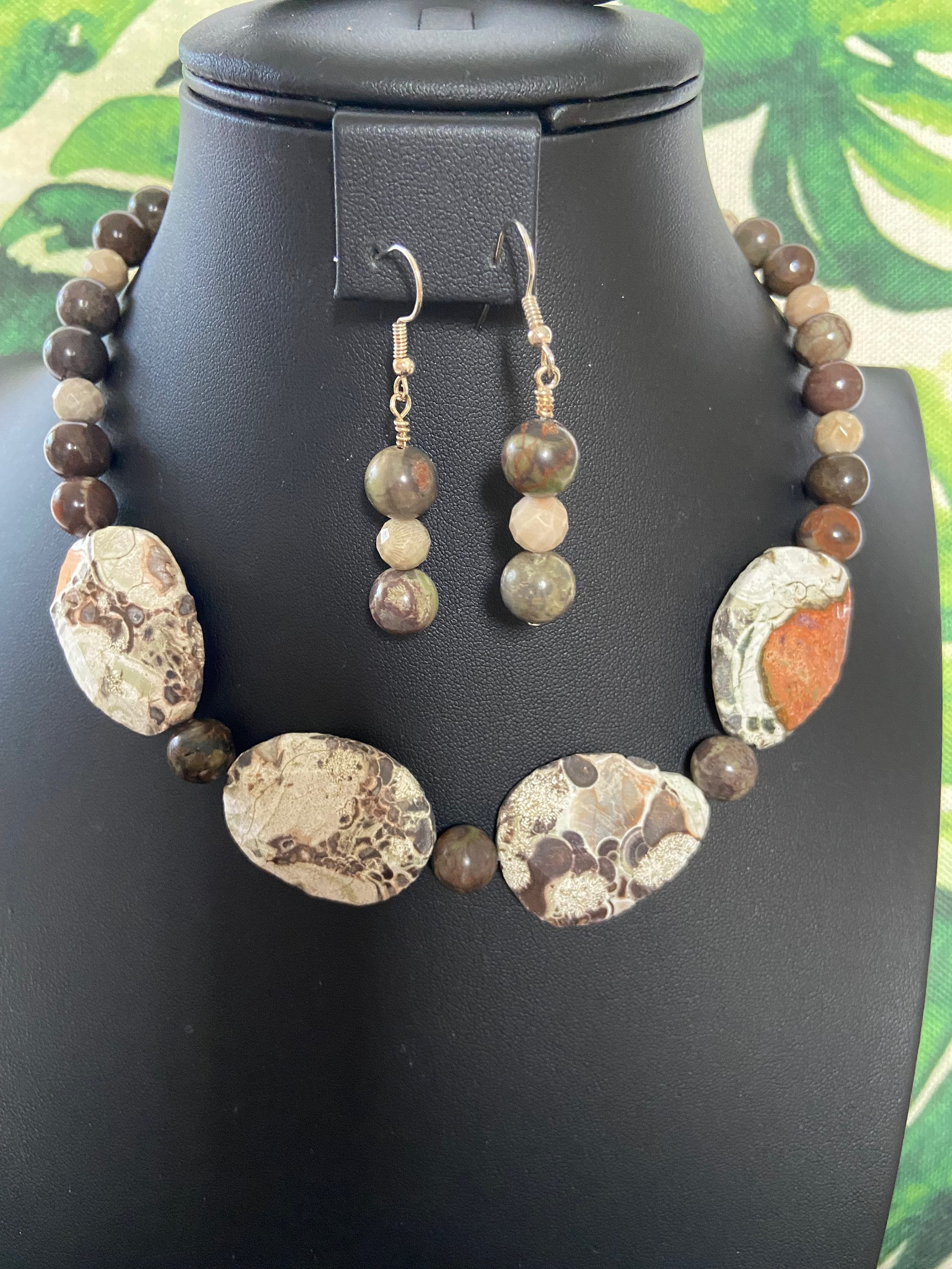 Ocean Jasper Necklace and Earrings, Ocean Jasper, Orbicular Jasper ...