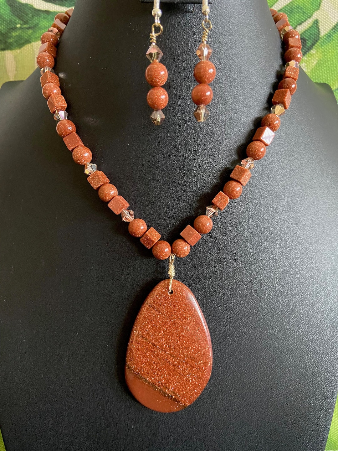 Goldstone Necklace With Matching Earrings, Gold Sandstone, Sandstone ...