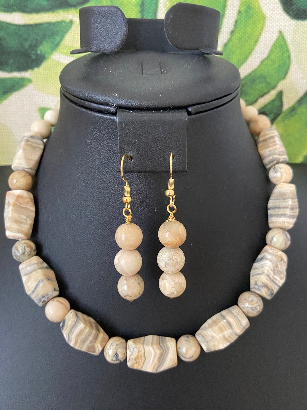 Rare Antique Calcite Necklace and Earrings, Calcite Agate, Calcite ...