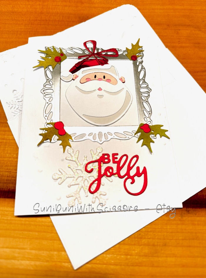 Framed Santa Christmas Card - Embossed - Etsy