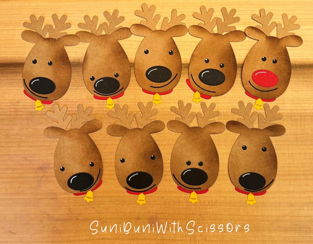 8 Reindeer + Rudolph Cut Outs - Etsy